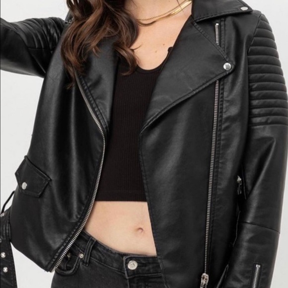 Love Tree | Jackets & Coats | Love Tree Faux Leather Moto Biker Jacket ...